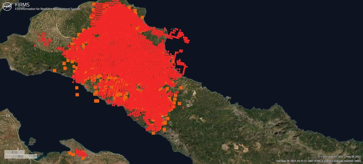 Φωτιά στην Εύβοια: Η εικόνα από δορυφόρο της NASA σε πραγματικό χρόνο ...