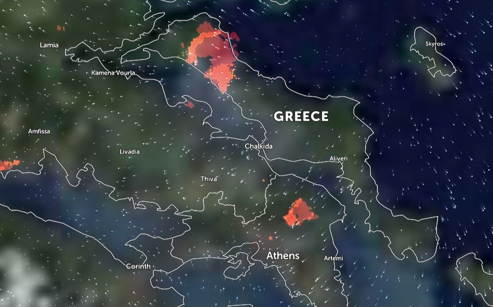 Η Ελλάδα μας καίγεται… Η πύρινη κόλαση από δορυφόρο σε real time ...