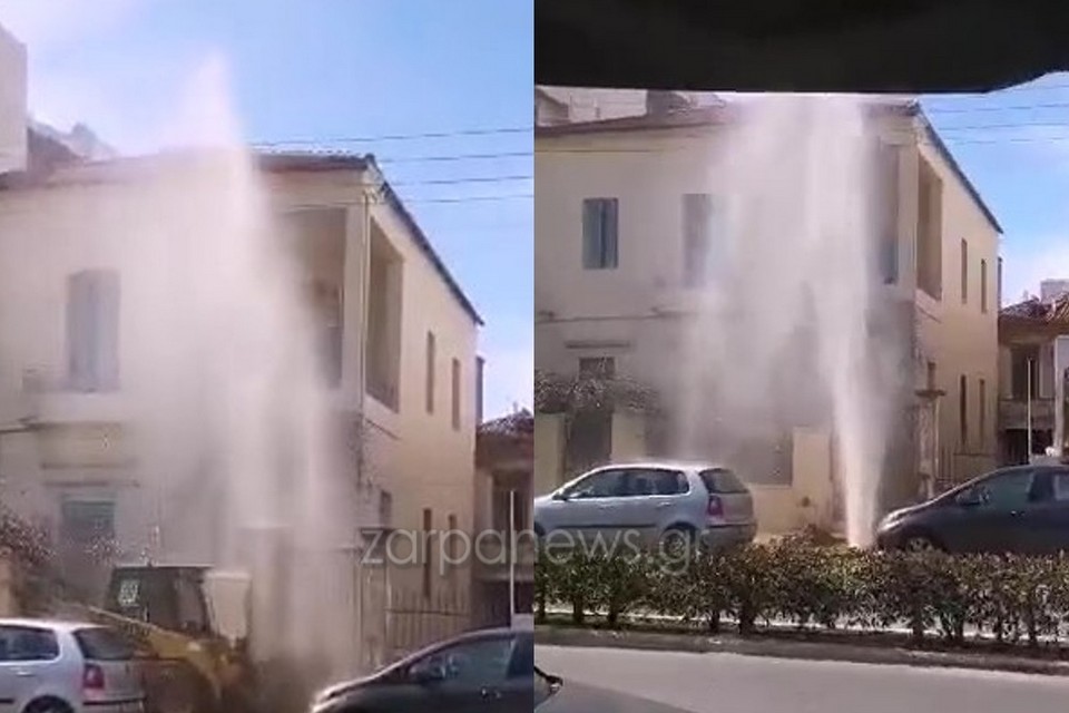 Έγινε κι αυτό στα Χανιά… “Συντριβάνι” στο πεζοδρόμιο στην Ηρώων ...