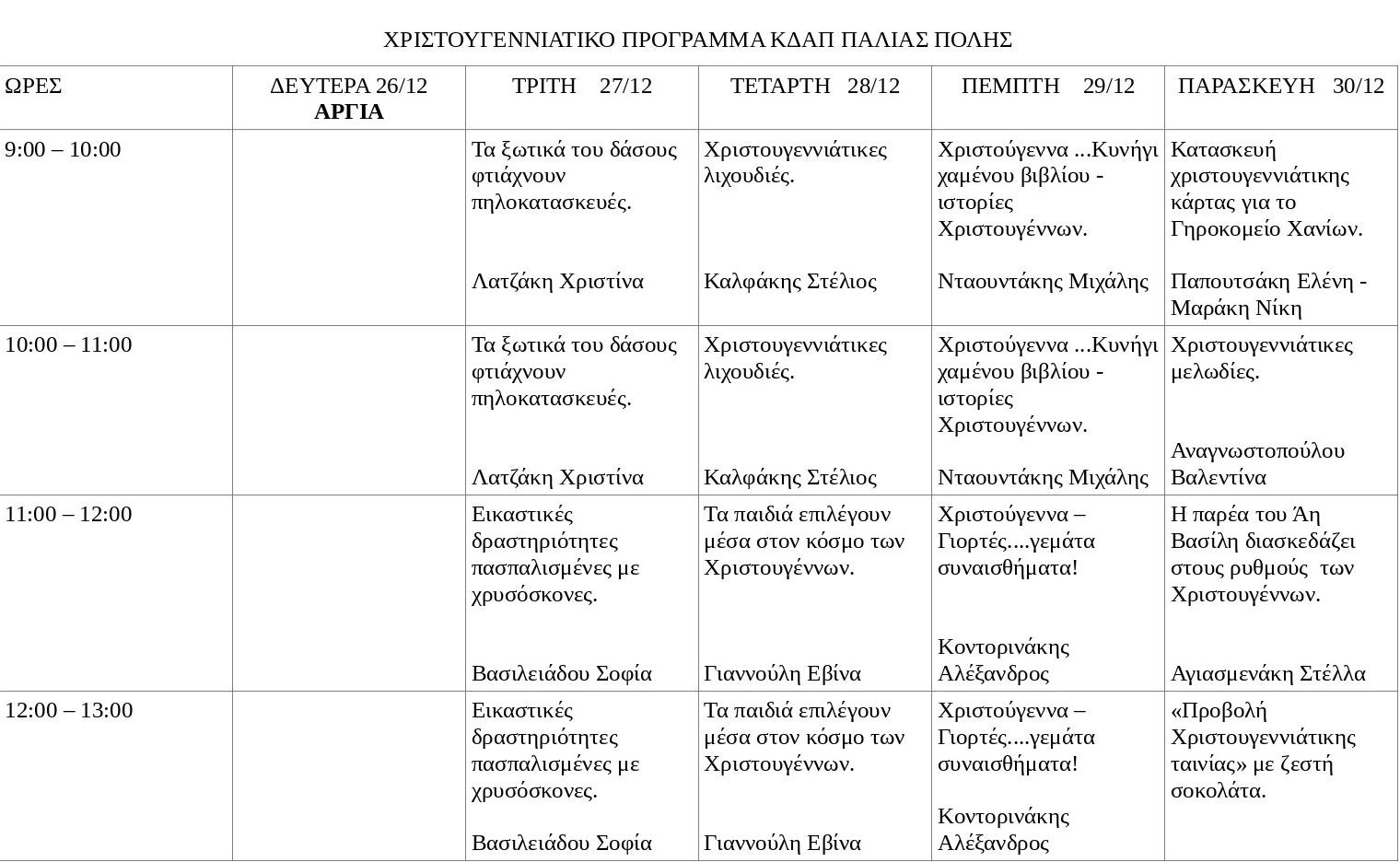 Χανιά | Πλούσιες εορταστικές δράσεις για τα ΚΠΔ, το ΚΔΑΠ Παλιάς Πόλης ...