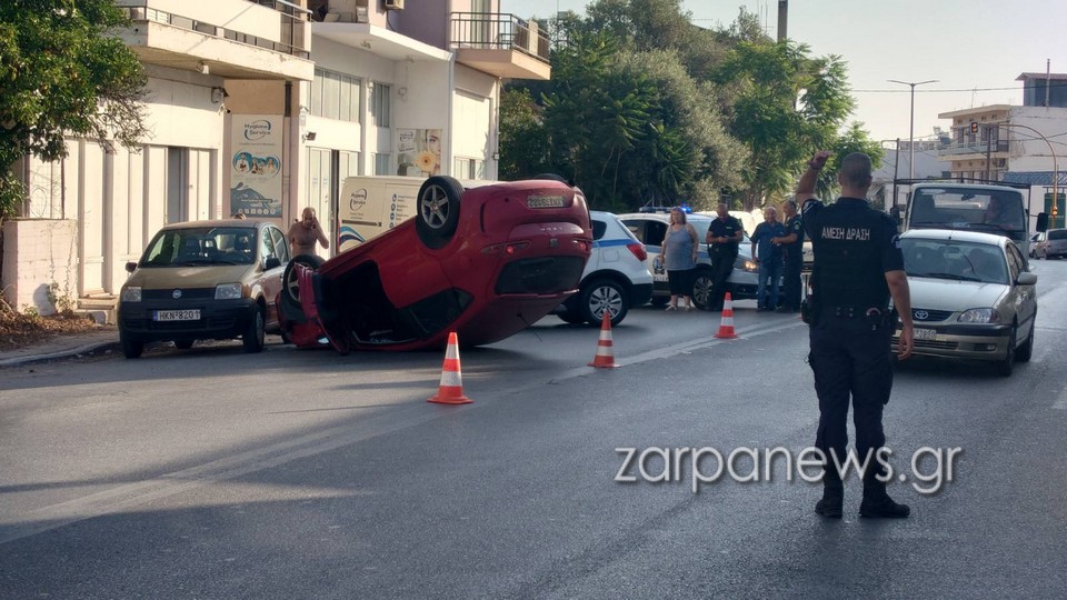 Κινηματογραφικό τροχαίο στα Χανιά το πρωί του Σαββάτου: Τούμπαρε ...